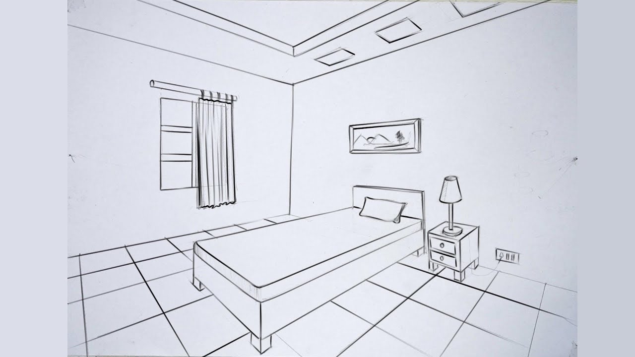 Draw a Bedroom in 2 Point Perspective - YouTube