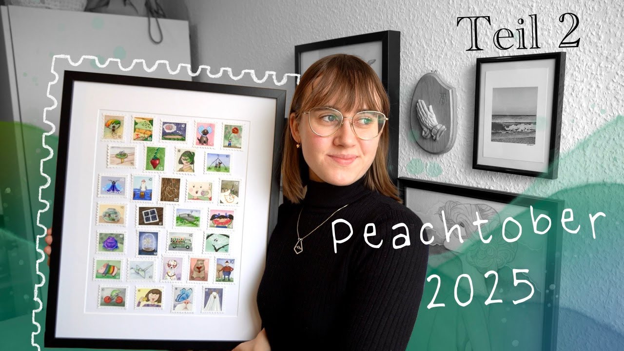 Peachtober Teil 2: 31 kleine Briefmarken in einem Monat malen - YouTube