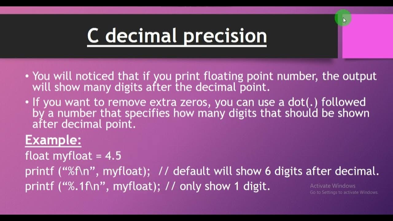 How to set decimal precision in C language || Lecture 07 - YouTube