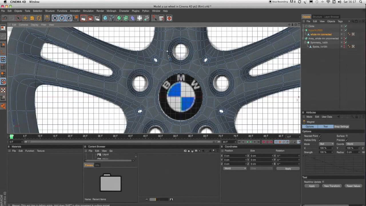 Model a car wheel in Cinema 4D tutorial pt2 (Rim).mov - YouTube