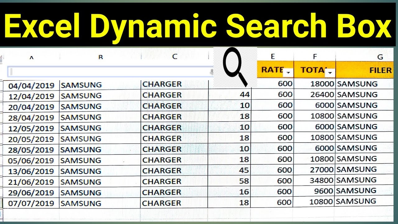Excel Dynamic Search Box Youtube