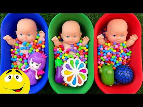 Cute Three Baby Dolls Bath Rainbow Beads & Candy Balls | 108 | Ghentalin