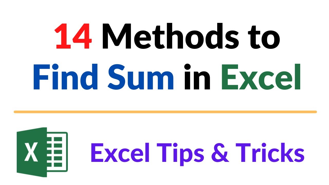 Fourteen different methods to find SUM in Excel - YouTube