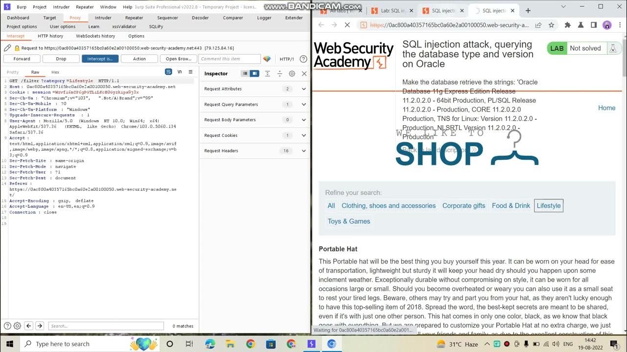 SQL injection attack, querying the database type and version on Oracle ...