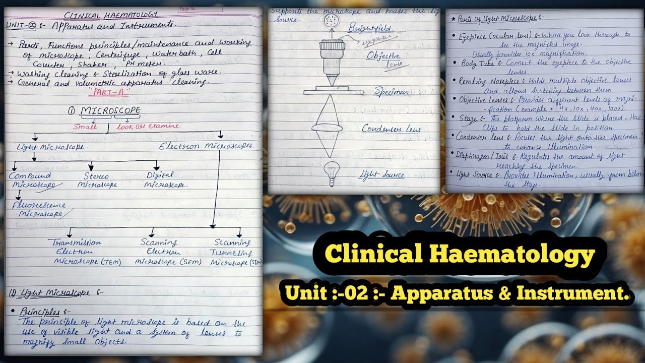 Clinical Haematology Unit 02 Apparatus and Instruments | Function of ...