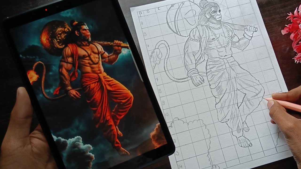 Draw With Me - How To Draw Hanuman Ji, Hanuman Ji Full Body Drawing, Outline Tutorial 😍 - YouTube