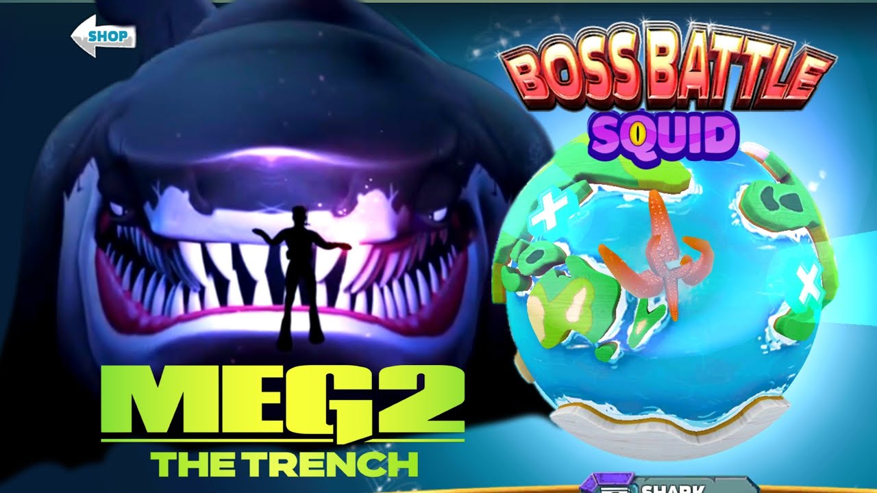 THE MEG 2 VS COLOSSAL SQUID BOSS - MEGALODON VS KRAKEN - HUNGRY SHARK ...