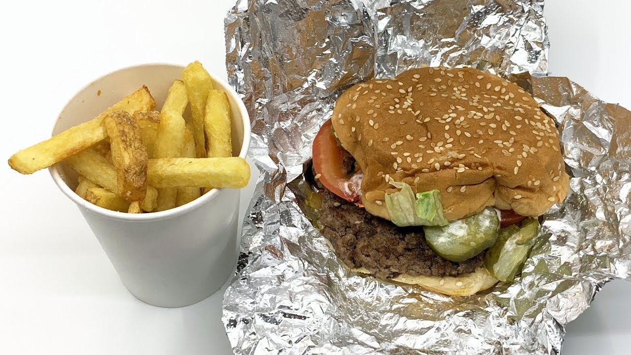 Five Guys Little Hamburger 🍔 All The Way & Fries - YouTube