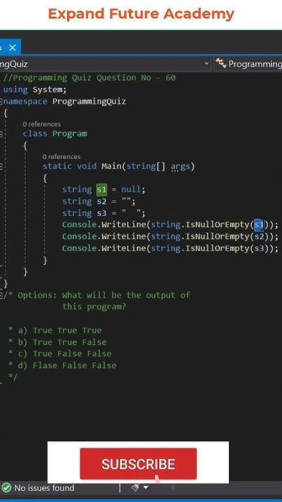 Solution for Programming Quiz Questions - Q60 - Expand Future Academy #Shorts #CSharp #Dotnet ...