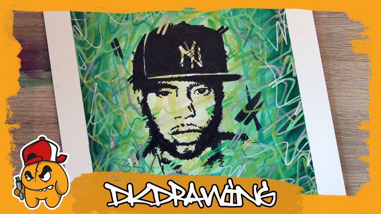 Drawing NAS Graffiti Stencil Pop Art Style - YouTube