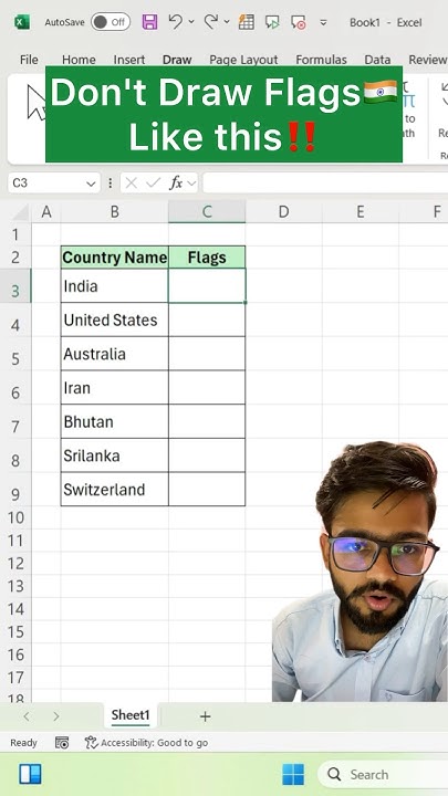 Don't Draw Flags🇮🇳in Excel‼️Instead Use Amazing Trick #exceltips #exceltricks #excel #shorts ...