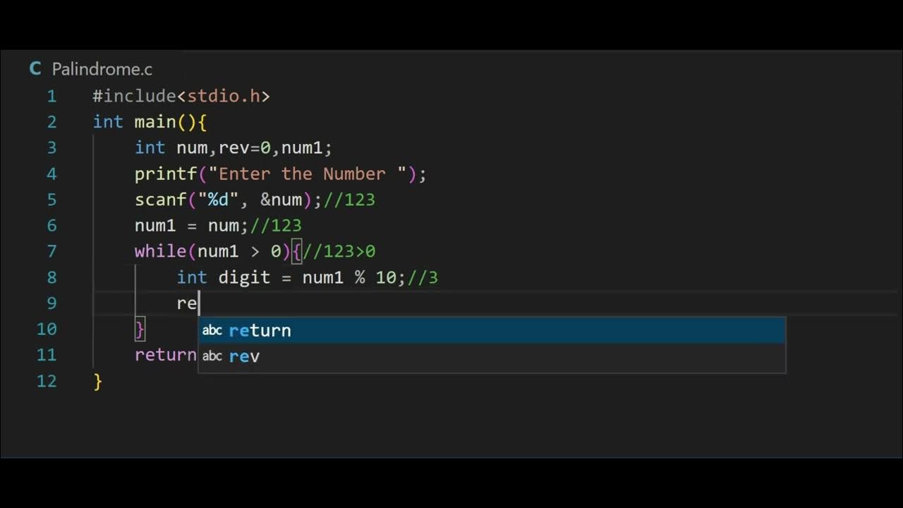 Palindrome Number In C Lecture 20 Youtube