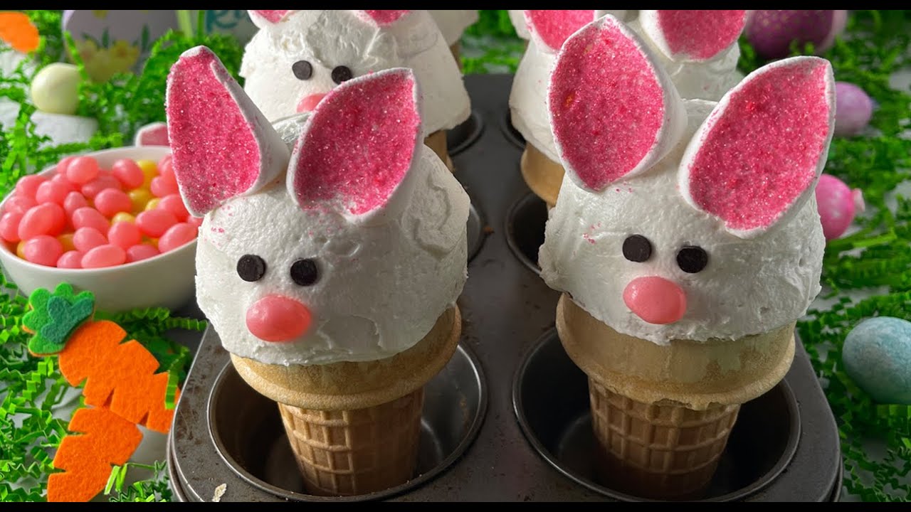Easy Bunny Cupcakes with Marshmallow Ears - YouTube