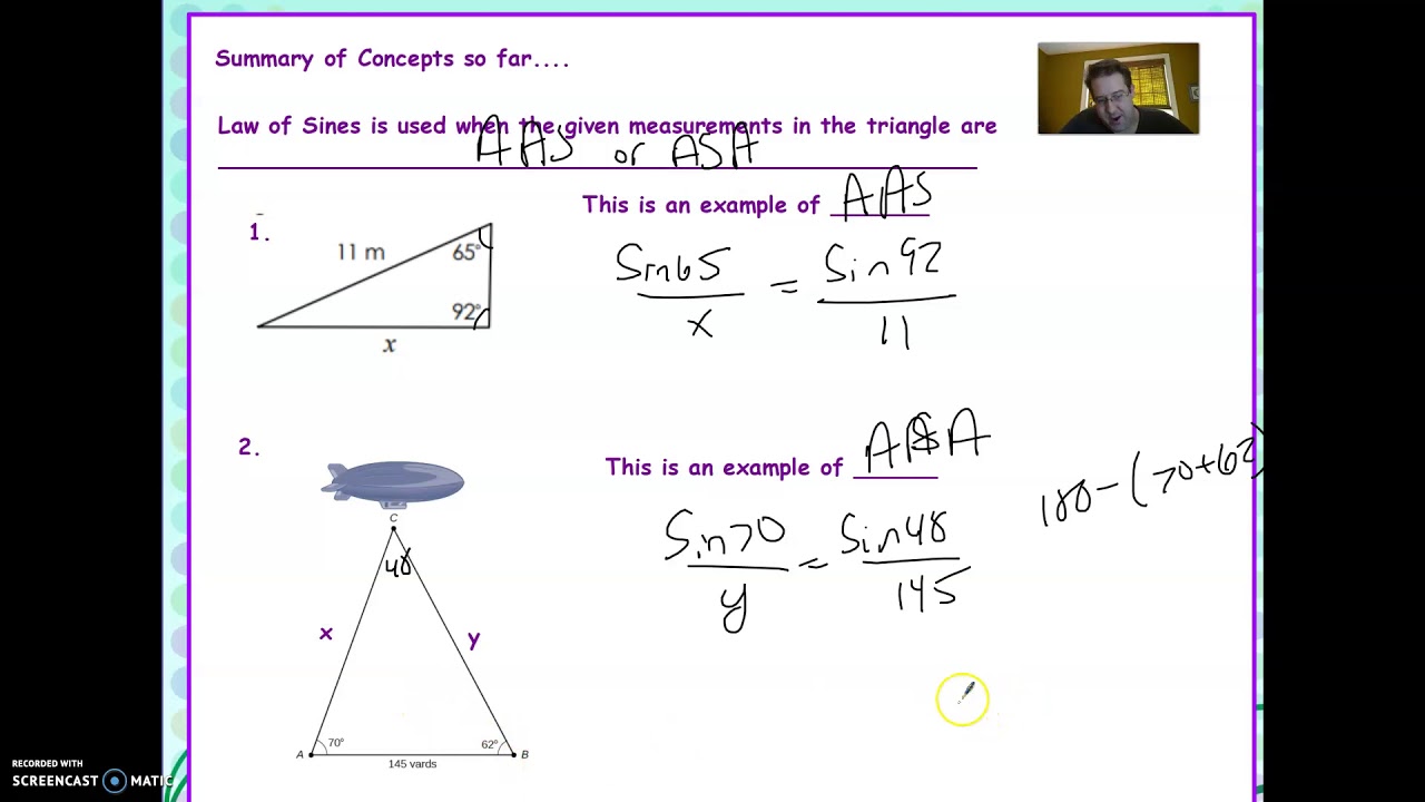 Precal U3T4L2 - Law of Sines Ambiguous Case and word problem - YouTube