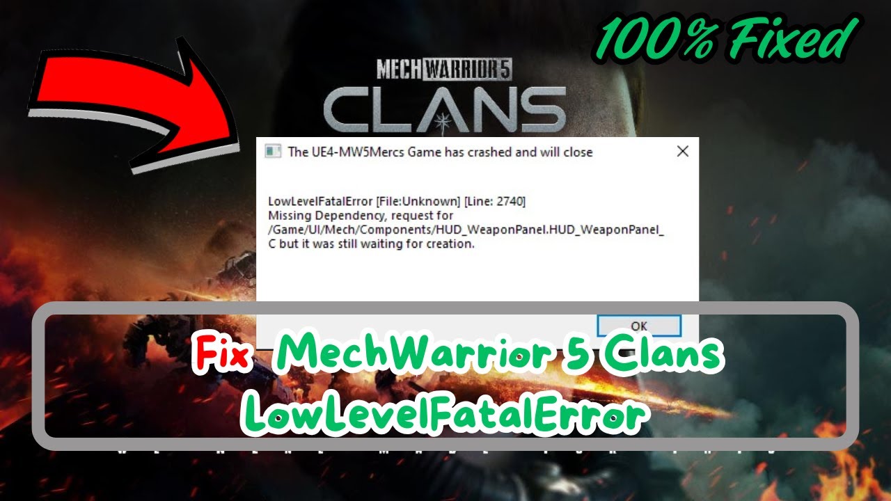 Fix MechWarrior 5 Clans LowLevelFatalError - YouTube