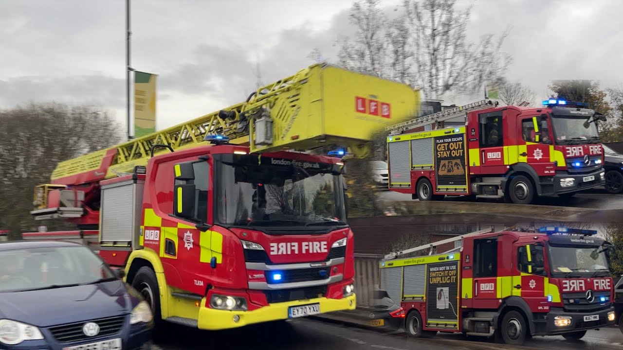 Fire Engines Responding To A Flat Fire In West London With Emergency ...