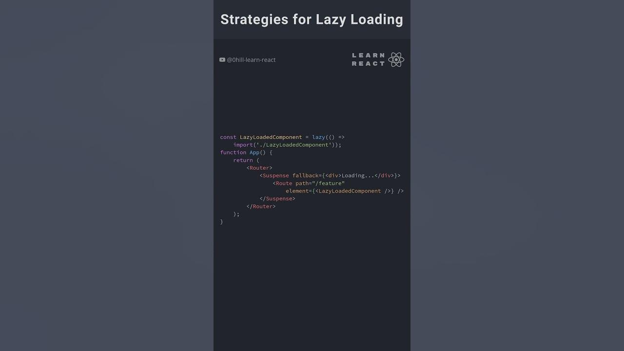 Strategies For Lazy Loading In React Coding Programming Frontend Reactnative Webdev React