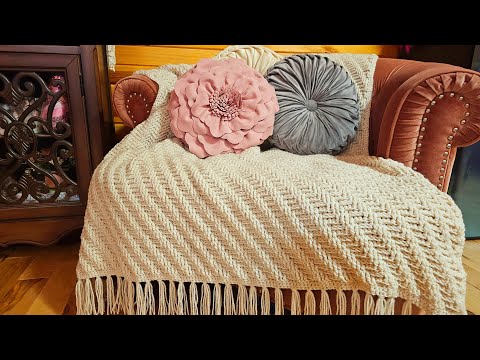 Crochet Beautiful Diagonal Cable Blanket - Moments To Memories