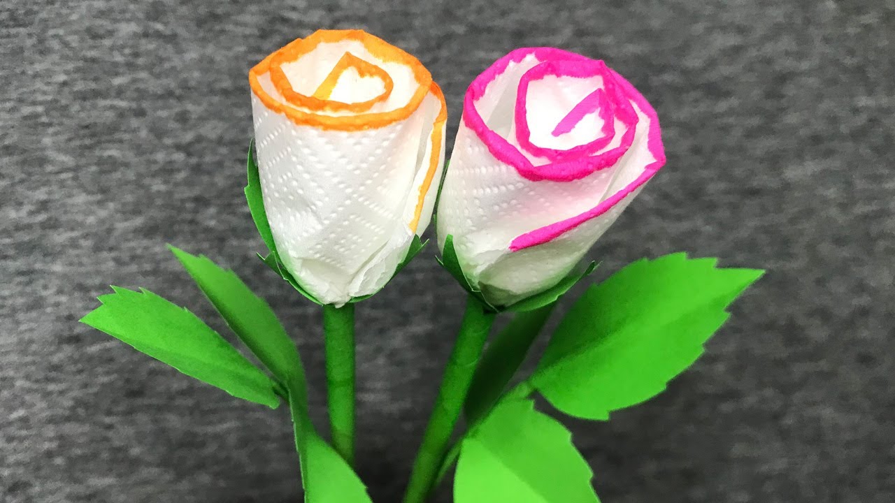 How to Make Rose Tissue Paper Flowers - Flower Making of Tissue Paper ...