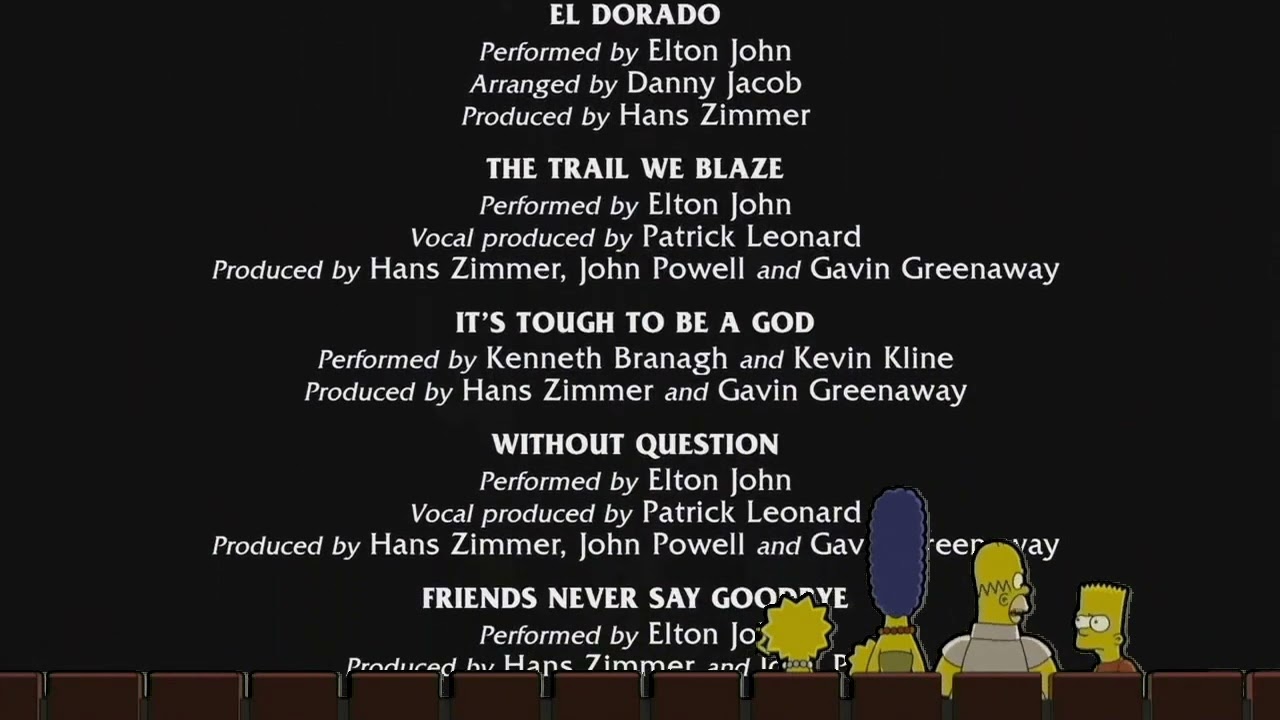 The Simpsons Theater The Road To El Dorado End Credits - YouTube