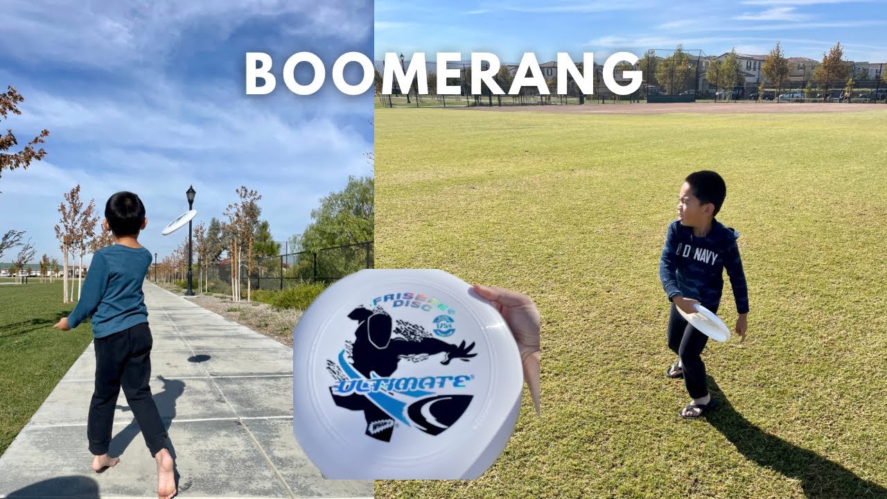 First time playing with BOOMERANG FRISBEE FLYNG DISC SPORT DISC ...