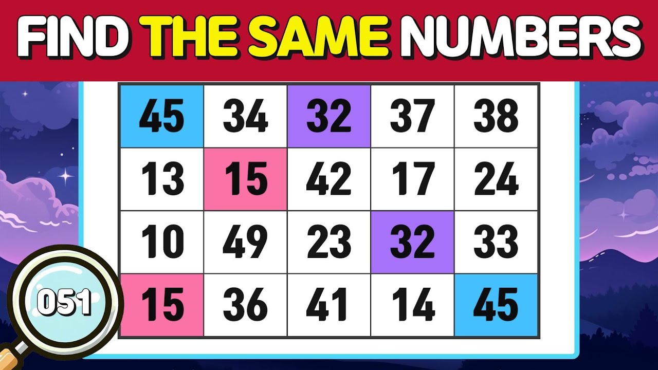 🔎Find the same numbers #051 - YouTube