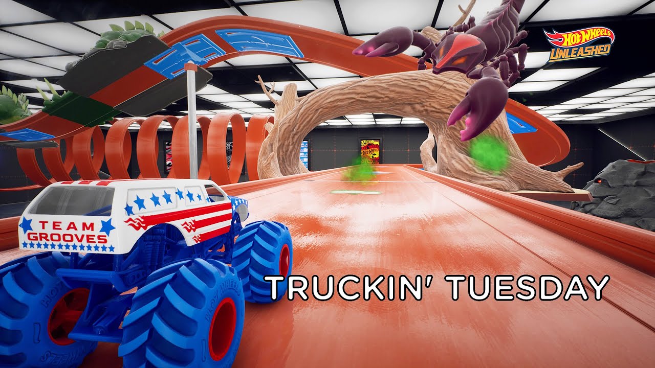 Truckin Tuesday! HW Demo Derby Monster Truck "Loops Scorpion", "pista 1 ...