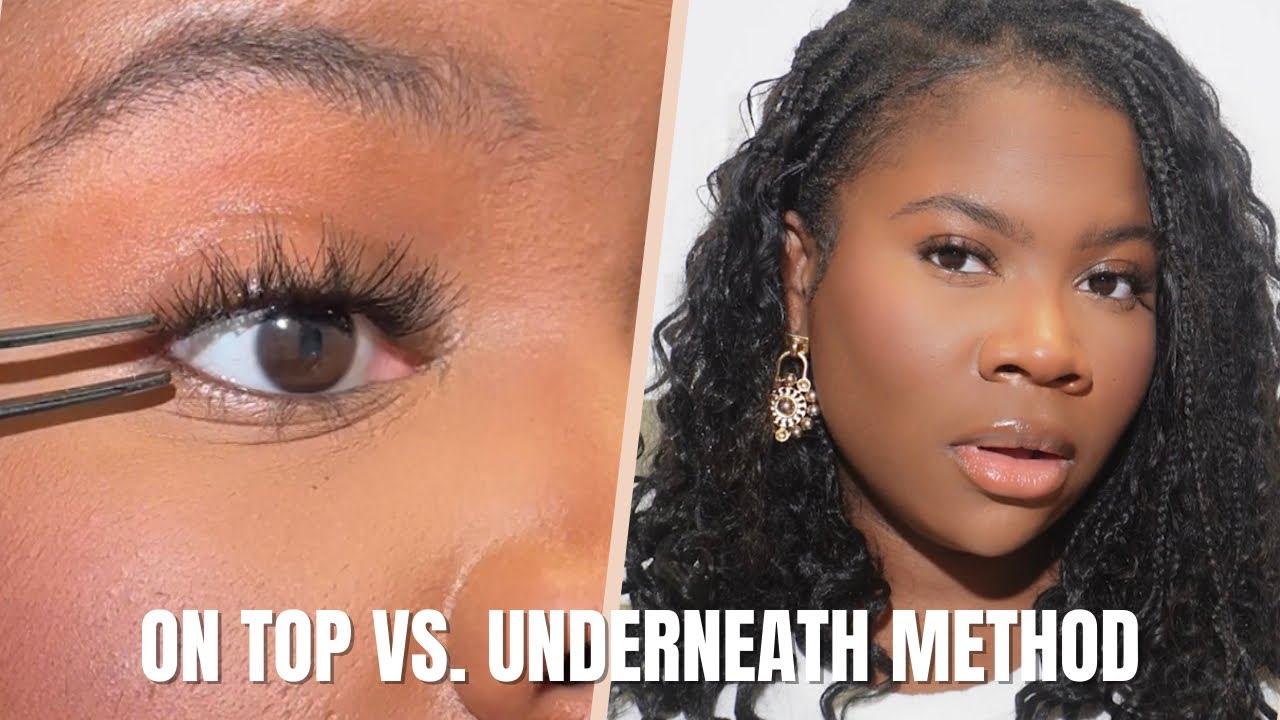 The EASIEST way to put on DIY lashes On Top Vs. UNDERNEATH | Minksbyv ...