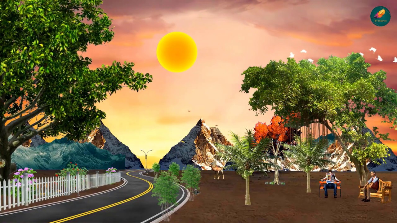 Sunrise Mountain Park Nature Animation - Animated Nature Video - YouTube