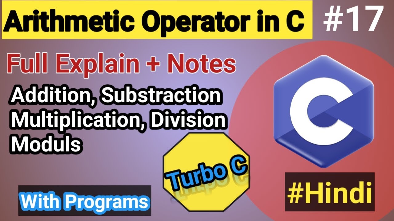 Arithmetic Operators in C | Full Explanation with Examples in Hindi ...