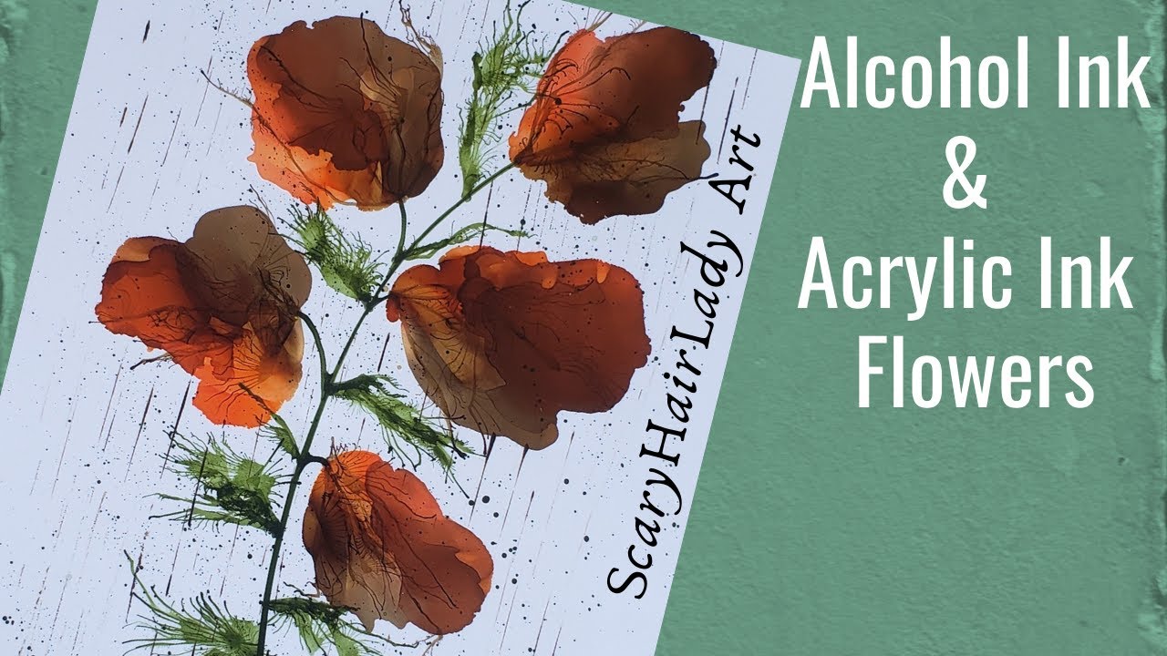 #180 Alcohol Ink and Acrylic Ink Flowers Painting, Tim Holtz Blowing ...