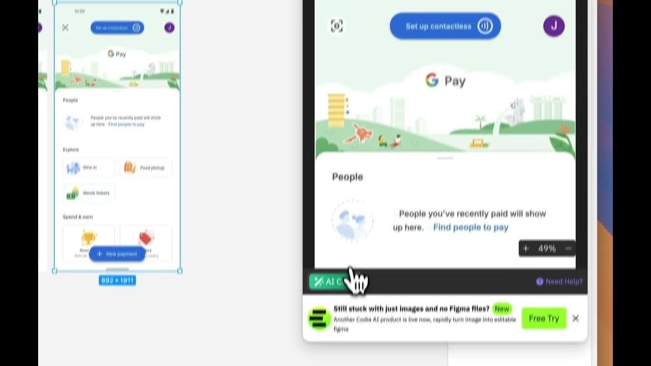 Figma to Code:convert GooglePay into code for any platform such as frontend,mobile,Mac through ...