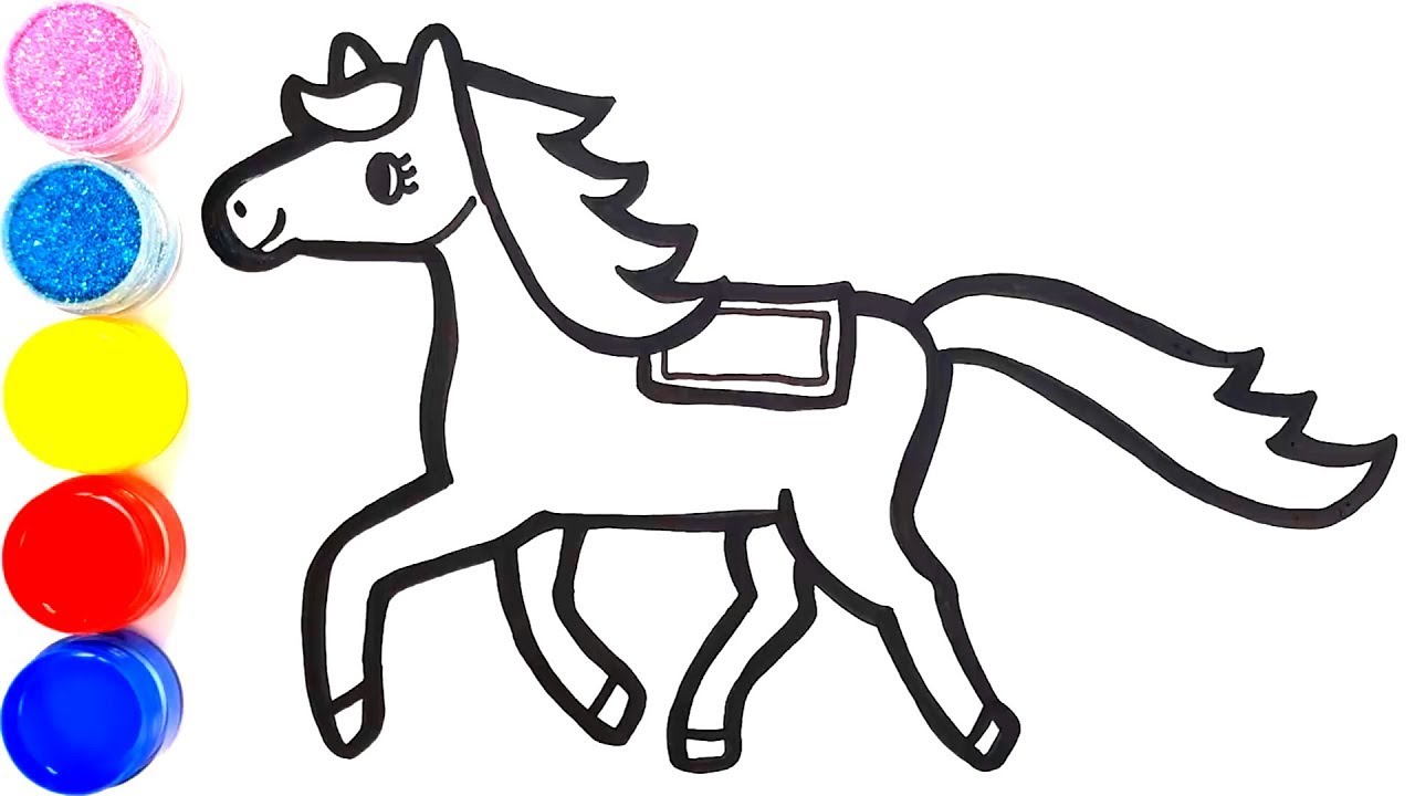 How to draw Horse for Kids | Horse Drawing, Painting and Coloring for ...