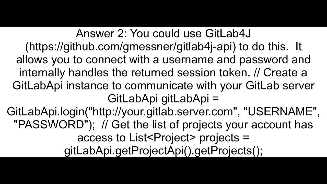 connect to a gitlab using gitlab java api - YouTube