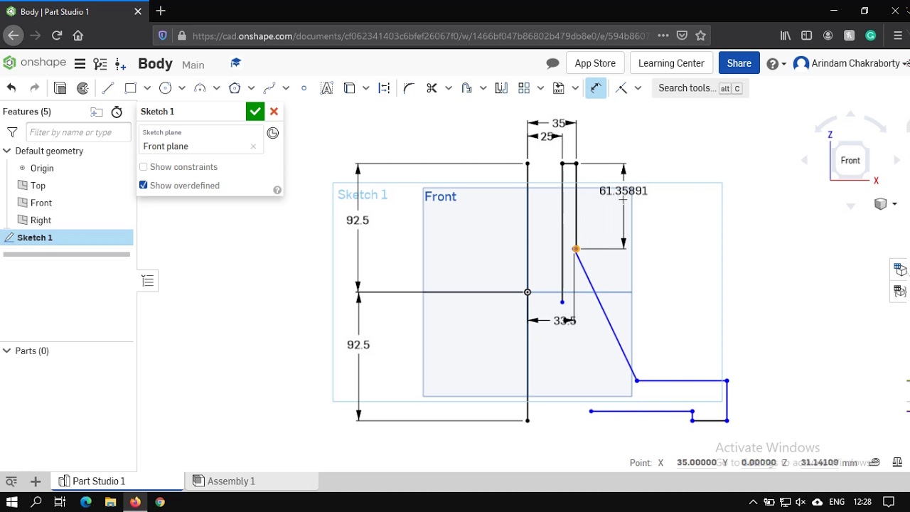 Onshape tutorial video Part 1(Body modeling) - YouTube