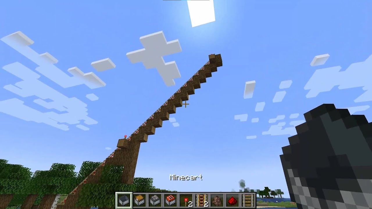 Minecraft minecart launcher - YouTube