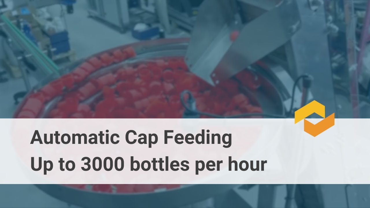 Onitex Filling Line | Capping with Automatic Cap Feeding - YouTube