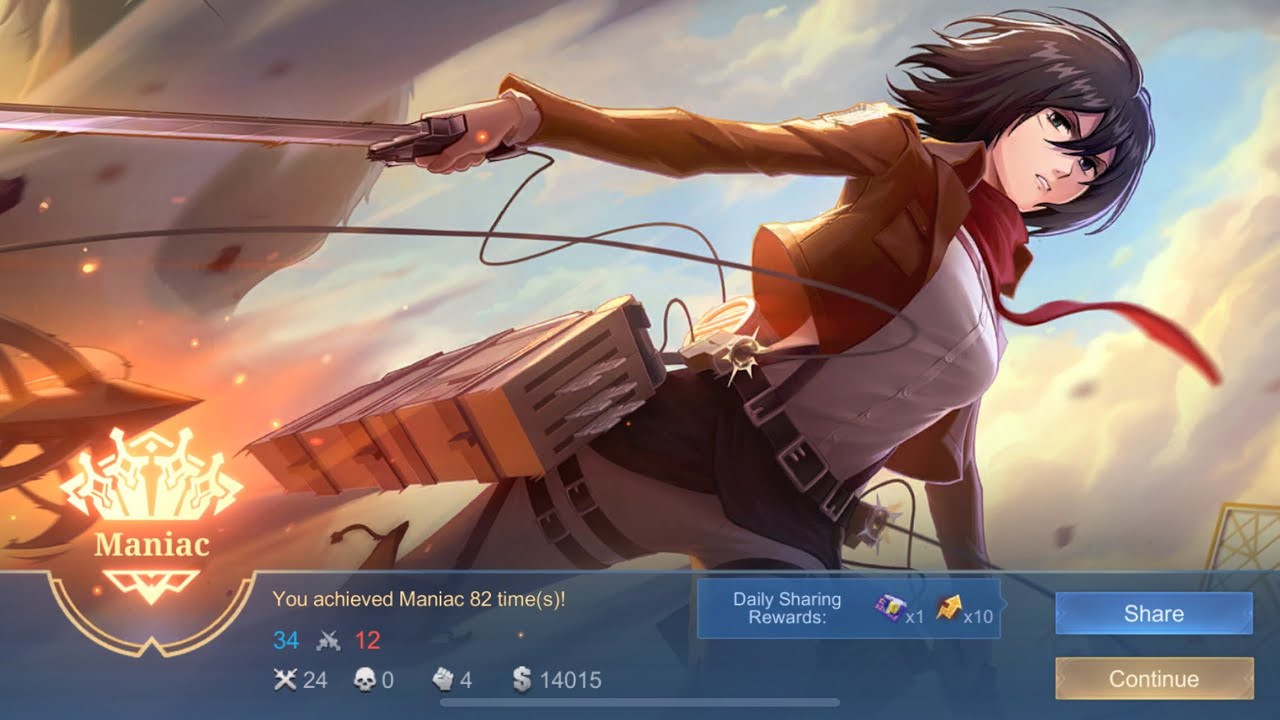 Mobile Legends Bang Bang 』 Fanny skin Mikasa from SNK review and ...