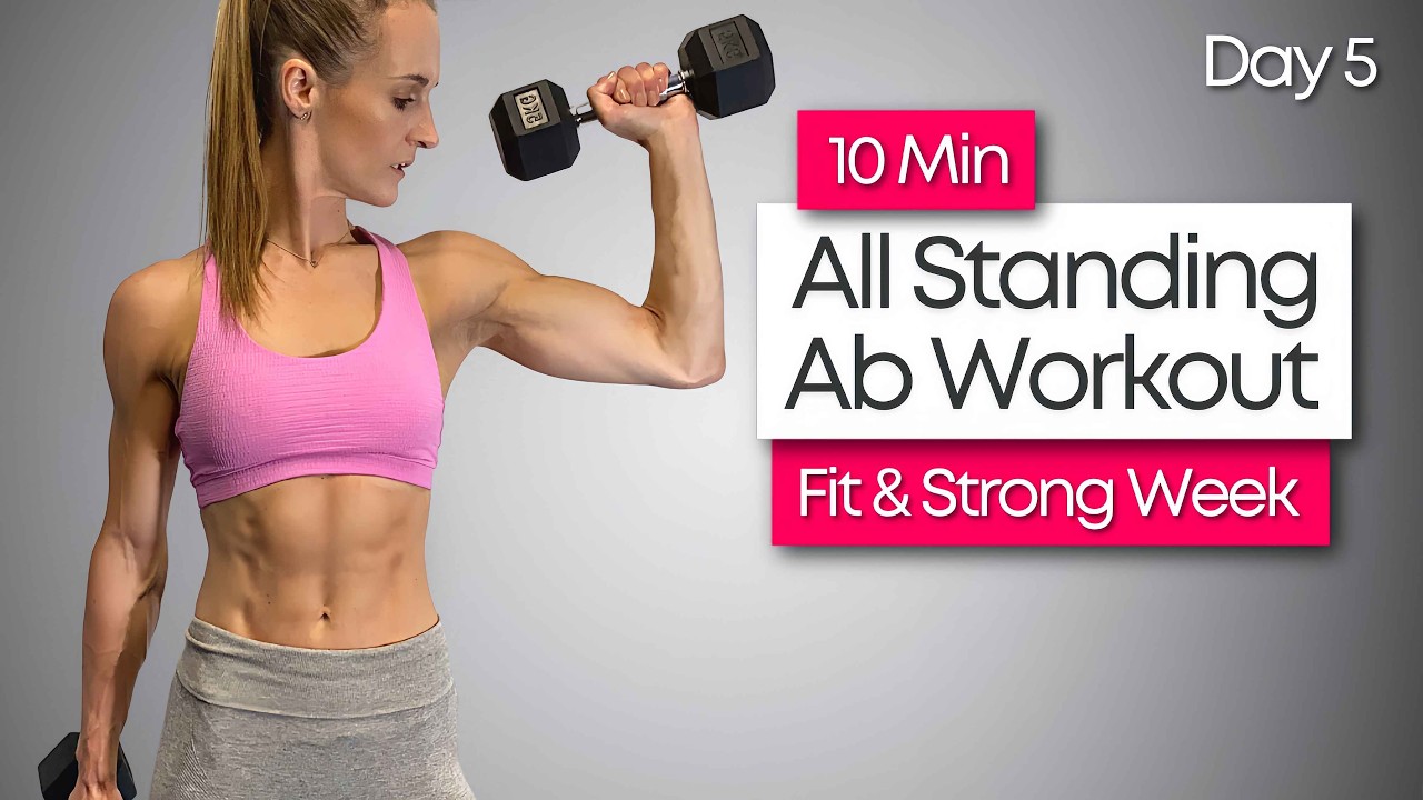10 MIN ALL STANDING AB WORKOUT WITH DUMBBELLS | Fit & Strong Week - Day ...