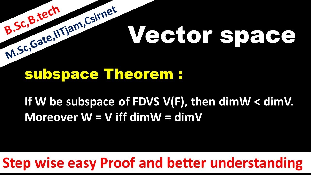 lec 35 theorem of subspaces, #dimension_theorem_of_subspaces #vector ...