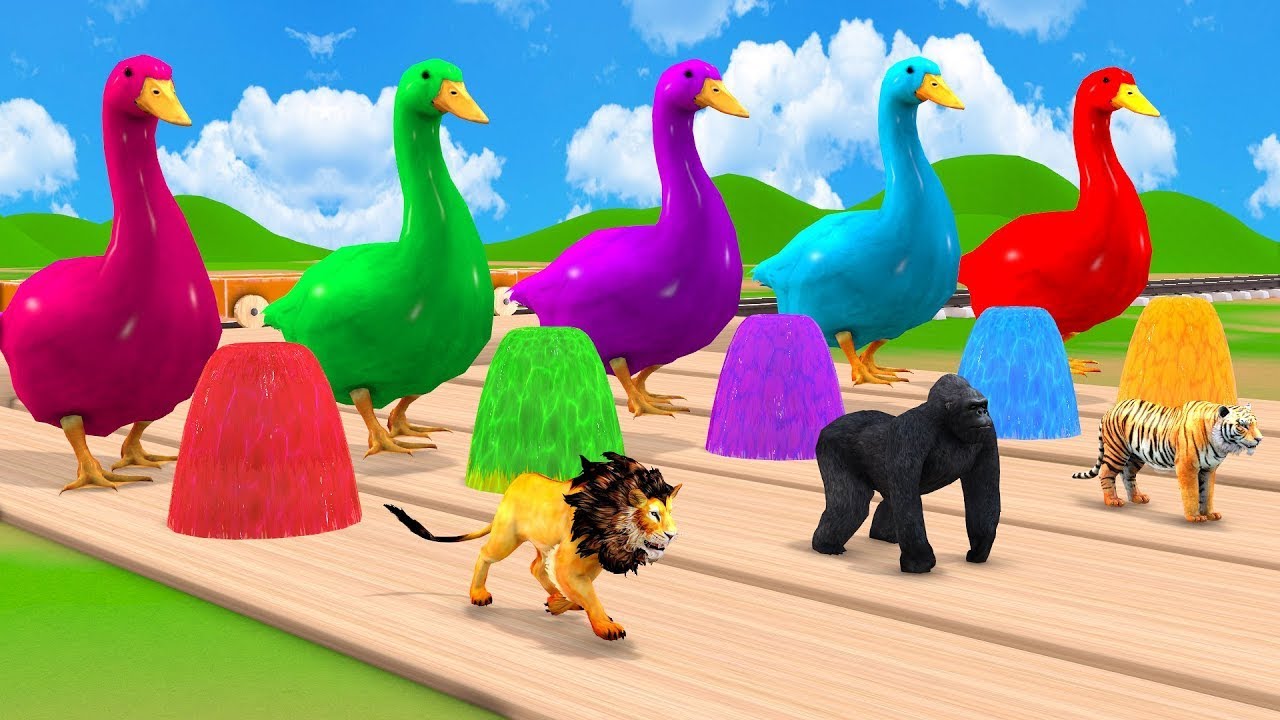 Duck cartoon vs gorilla vs rabbit vs pig vs elephant Farm Animals ...
