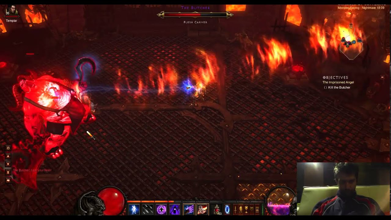 The Butcher Boss in Diablo III Nightmare [Mage 35lvl] - YouTube