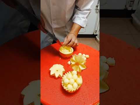 Amazing Apple Fruit Cutting and Designing Skill.
