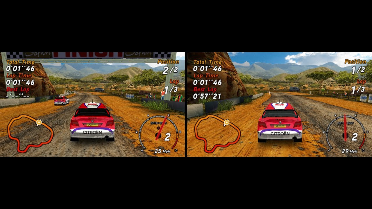 Sega Rally Revo PSP 2 player VS Races 60fps - YouTube