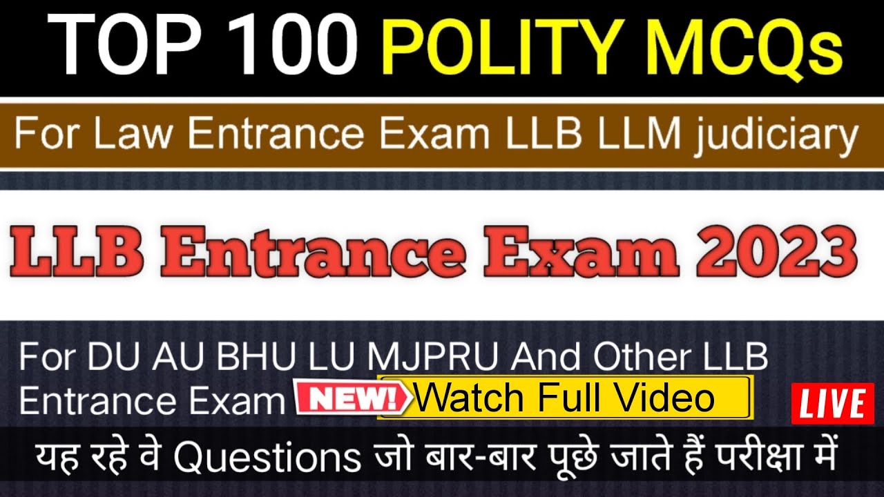 LLB Entrance Exam Previous Year Paper | Polity 100 Most Important ...