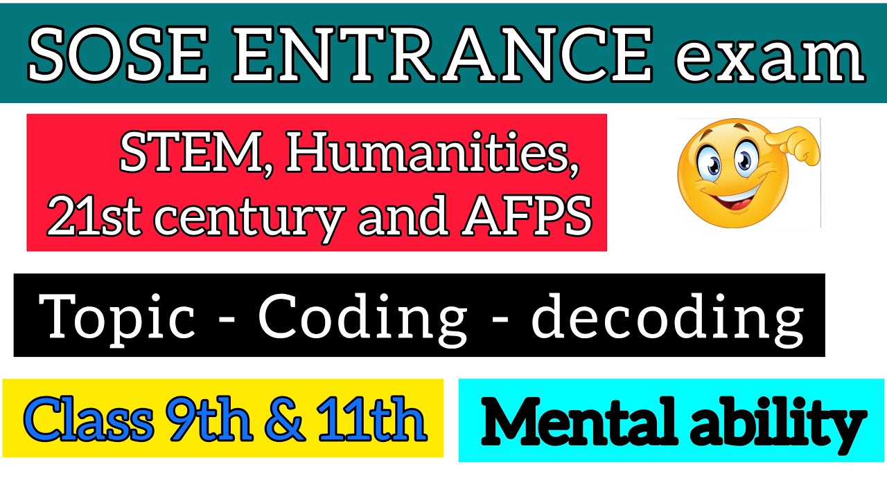 SOSE ENTRANCE exam preparation for class 9th & 11th|coding - decoding ...