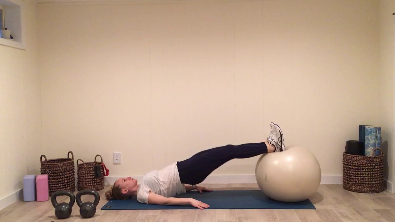 Swiss Ball Hamstring Curls - YouTube