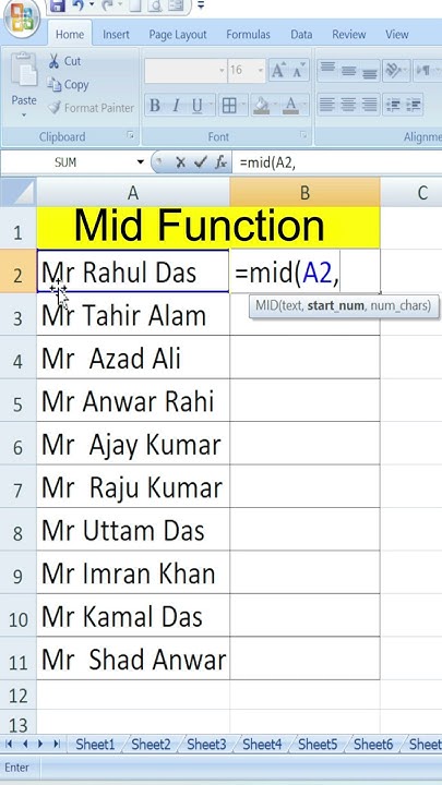 How to Use Mid Function In Ms Excel || Excel Text ko Beach se Alag kaise Karenge - YouTube
