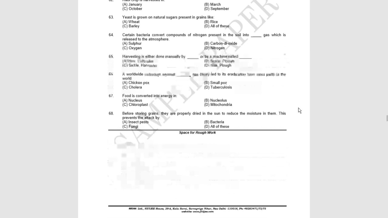 Fiitjee sample test paper for class 8th. - YouTube