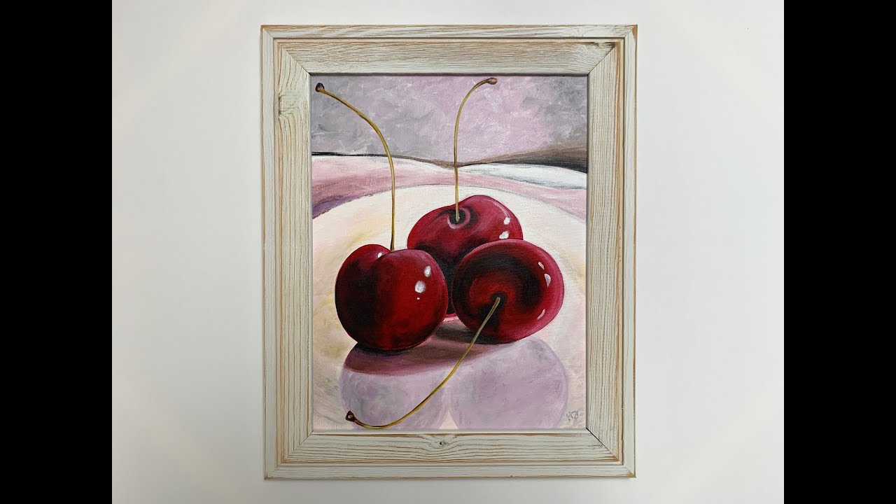 How I Painted Realistic Cherries - Acrylic Painting - YouTube